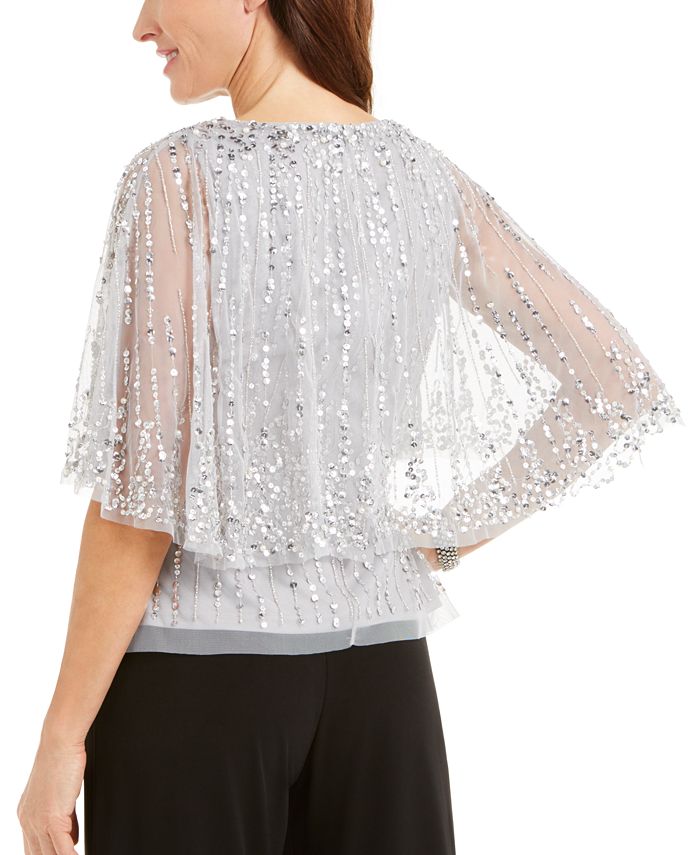 Adrianna Papell Sequined Capelet Top - Macy's