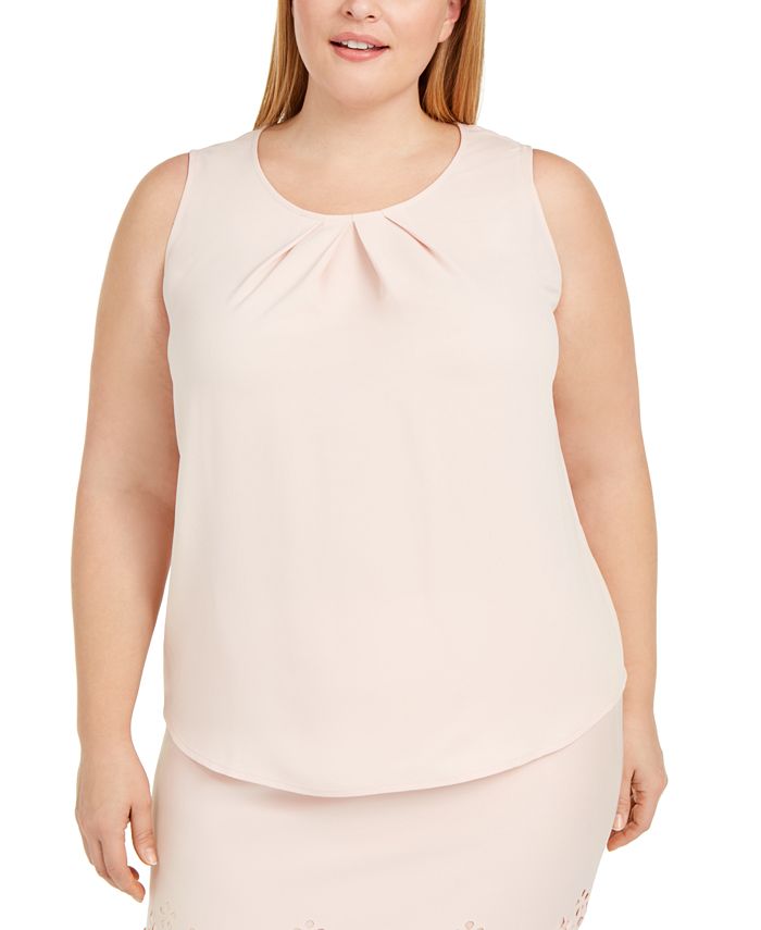 Nine West Plus Size Pleated-Neck Blouse - Macy's