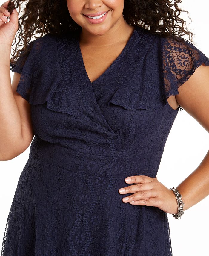 Jessica Howard Plus Size Flutter Sleeve Lace Dress Macys