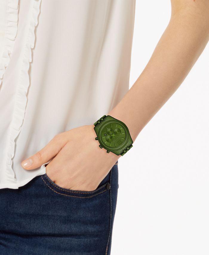 Michael Kors Men's Chronograph Lexington Olive Aluminum Bracelet Watch ...