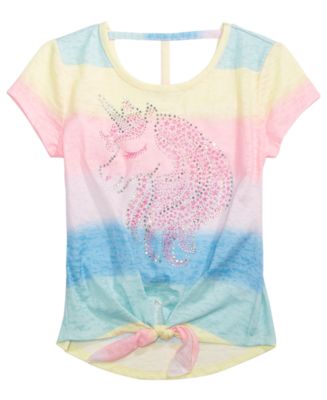 Beautees Big Girls Unicorn Graphic Tie-Front Top - Macy's