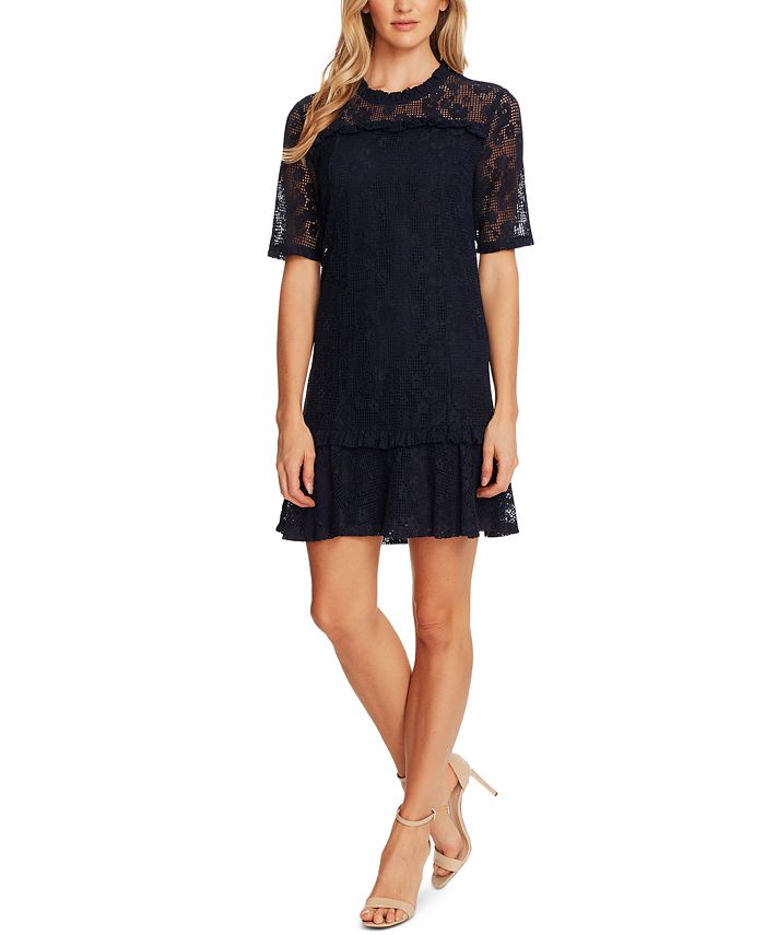CeCe Mesh Ruffle-Trim Dress - Macy's