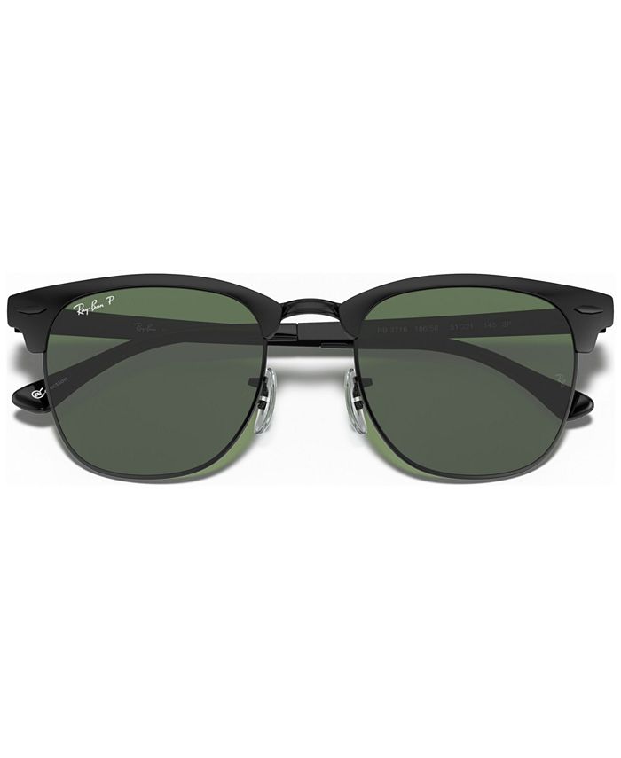 Ray-Ban CLUBMASTER METAL Blk Mat Polarized Sunglasses, RB3716 51 - Macy's