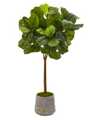 Nearly Natural 41in. Fiddle Leaf Artificial Tree in Stoneware Planter ...