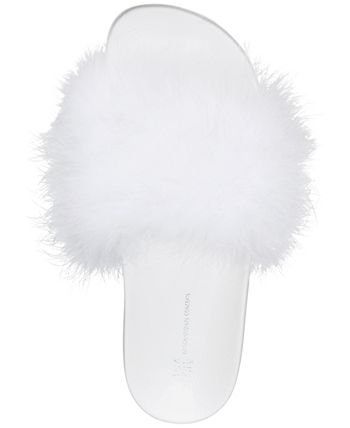 I.N.C. International Concepts Women's Marabou Pool Slides, Created for ...