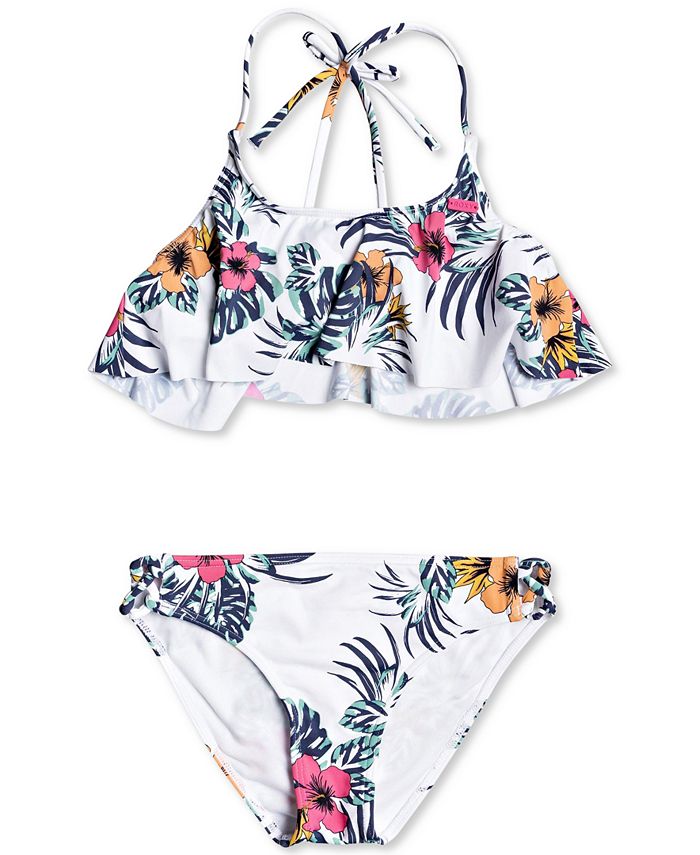 Roxy 2 Pc Big Girls Love Waimea Flutter Swimsuit Macys