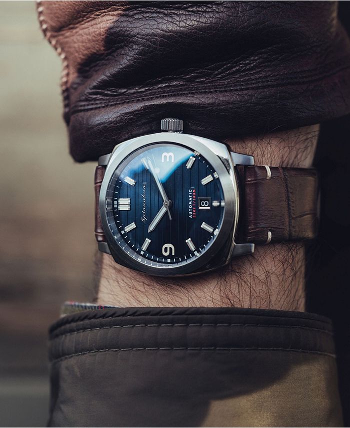 Spinnaker Men's Hull Riviera Automatic Brown Genuine Leather Strap ...