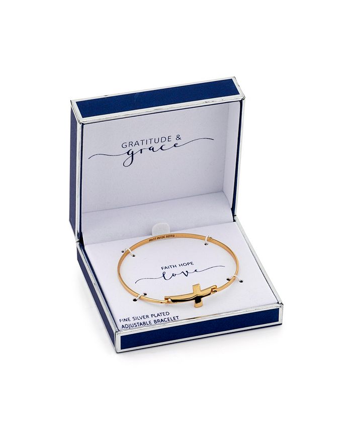 Unwritten Gratitude & Grace "Faith Hope Love" Sideways Cross Bangle ...
