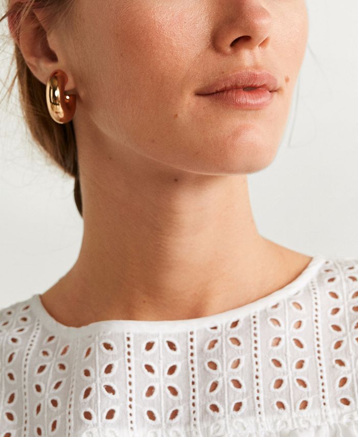 MANGO Ruffled Open-Work Dress - Macy's