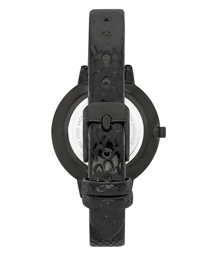 BCBGeneration Women's 3 Hands Slim Black Genuine Leather Band Watch ...