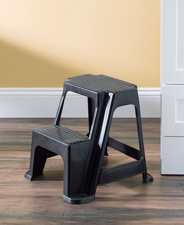 Home Basics HDS TRADING CORP 2 Step Plastic Stool with Non-Slip Step ...