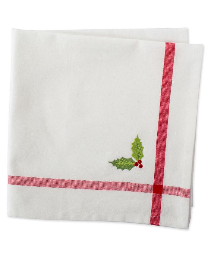 Design Imports Embroidery Corner with Border Tablecloth and Napkin, Set ...