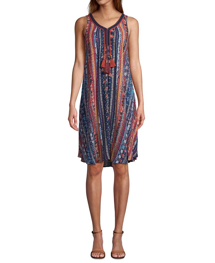 John Paul Richard Petite Printed Tasseled Dress - Macy's