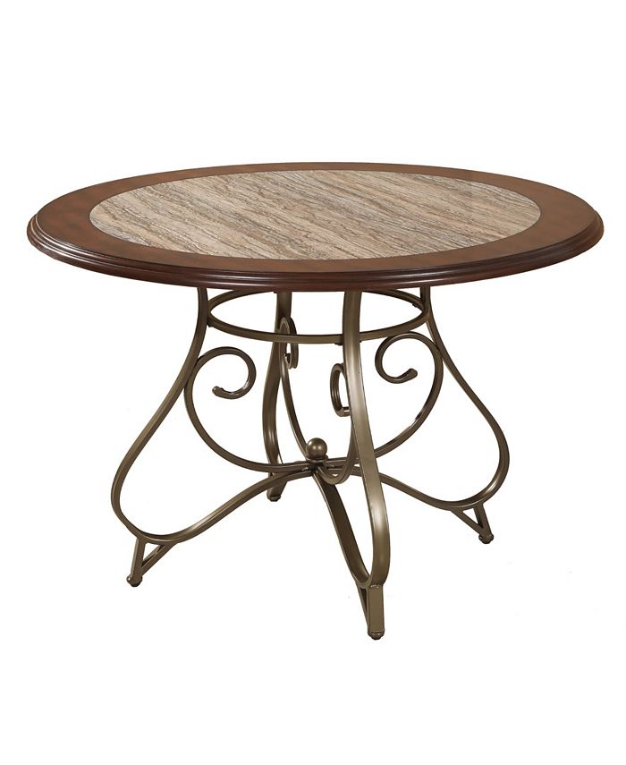 Home Source Abel Table with Scrolled Metal Base - Macy's