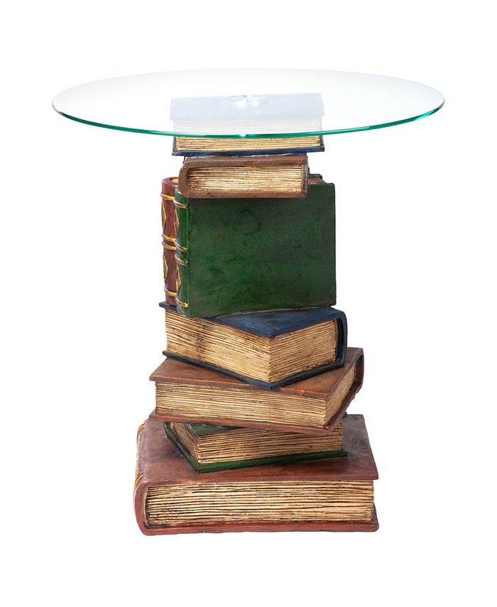 Design Toscano Stacked Volumes Sculptural Glass-Topped Book Table - Macy's