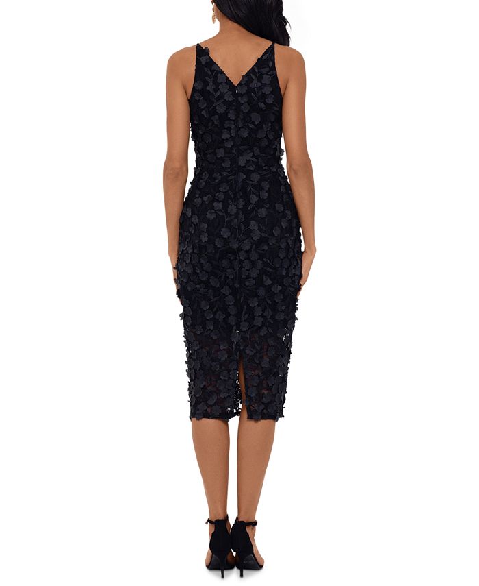 XSCAPE Raised-Flower Lace Midi Dress - Macy's