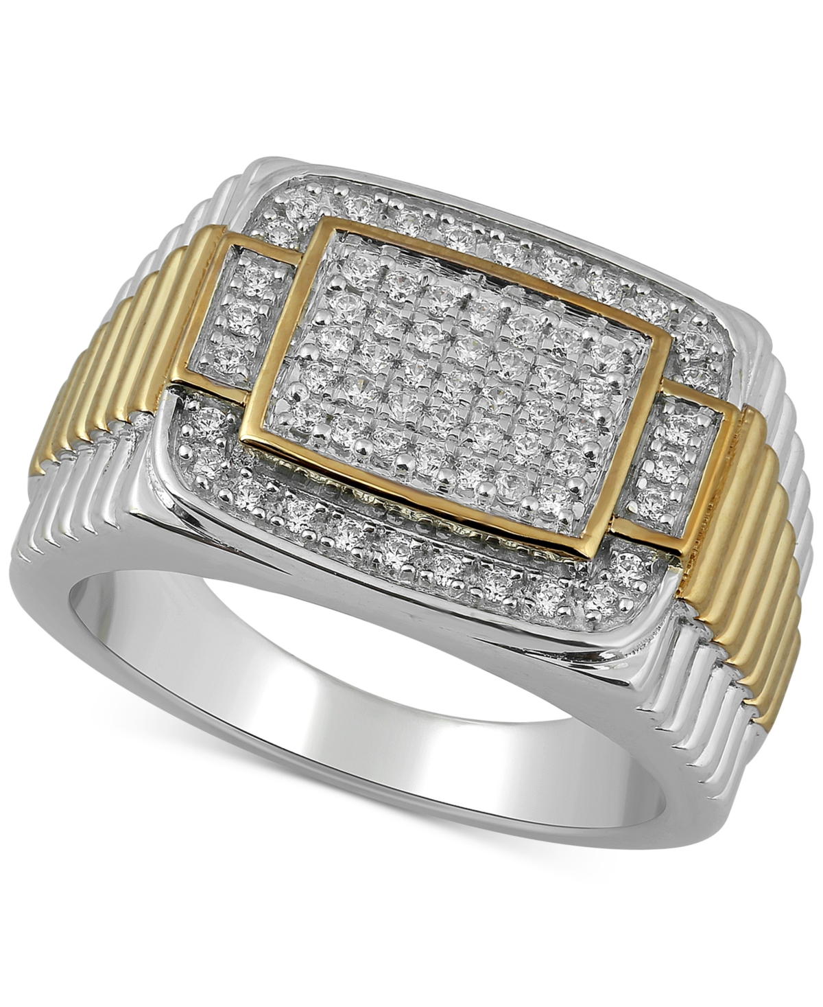 Click here for Mens Diamond Two-Tone Cluster Ring (1/2 ct. t.w.)... prices