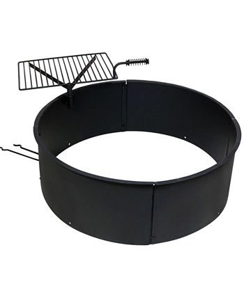 Sunnydaze Decor Large Fire Pit Campfire Ring with BBQ Cooking Grate ...