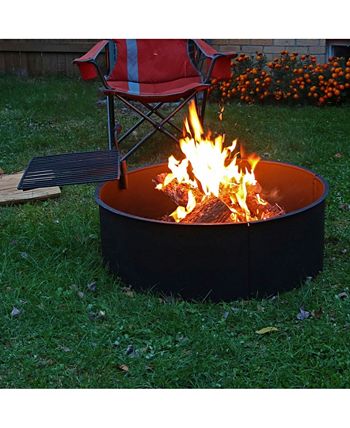 Sunnydaze Decor Large Fire Pit Campfire Ring with BBQ Cooking Grate ...