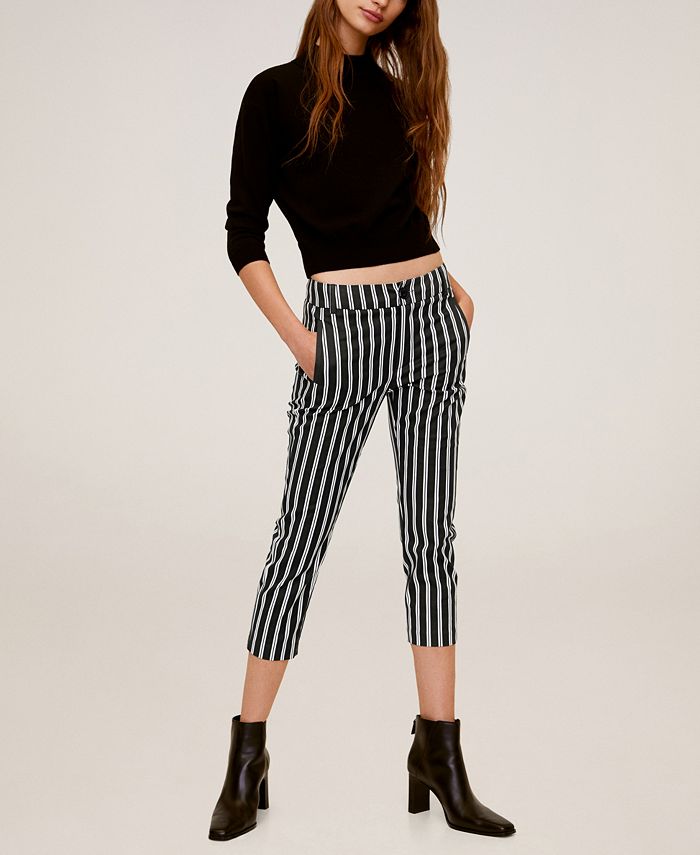 MANGO Striped Slim-Fit Trousers - Macy's