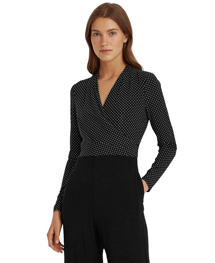 Lauren Ralph Lauren Polka Dot Surplice Jumpsuit Macys