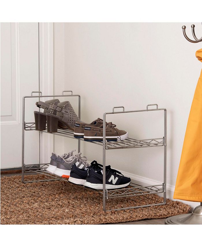 Household Essentials 2 Tier Shoe Rack, Stackable Wire Frame, Holds 6 to ...