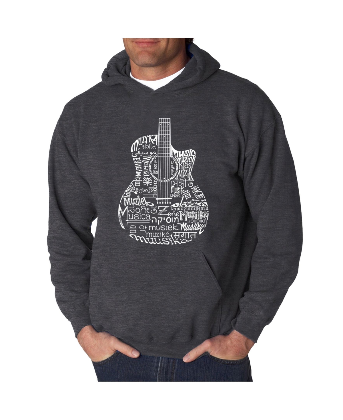 Click here for La Pop Art Mens Languages Guitar Word Art Hooded S... prices