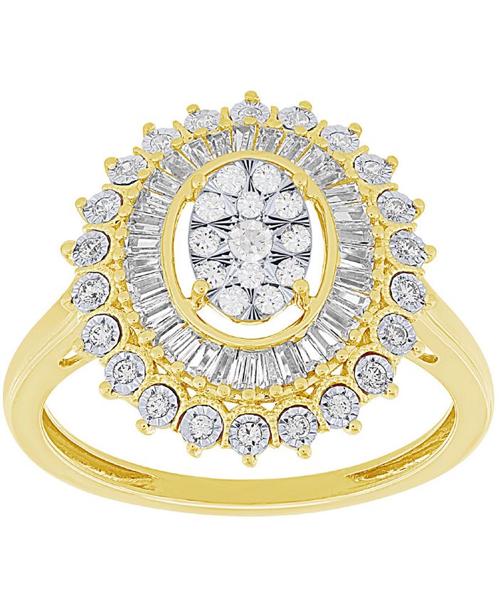 Macy's Diamond Oval Ring (1/2 ct. t.w.) in 14k Gold & White Gold - Macy's