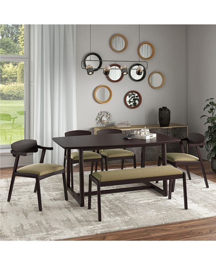 Handy Living Millie 6 Piece Mid Century Modern Rectangular Espresso ...