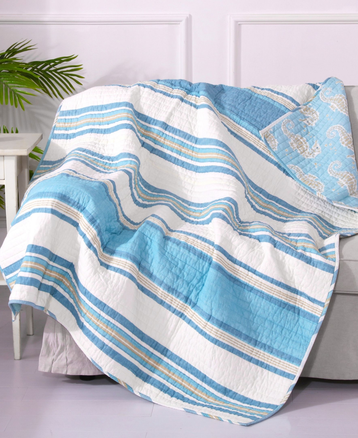 Click here for Levtex Maui Stripe Reversible Quilted Throw  50 x... prices