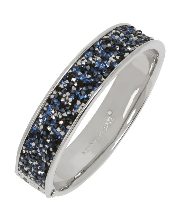 Kenneth Cole New York Silver-Tone Sprinkle Stone Hinged Bangle Bracelet ...