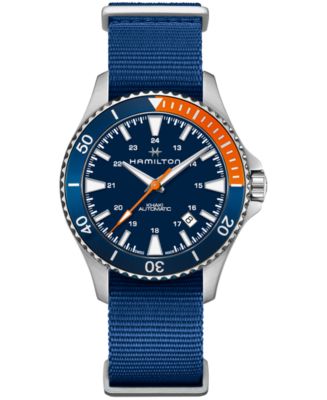 Hamilton Men's Swiss Automatic Scuba Blue Nato Strap Watch 40mm - Macy's