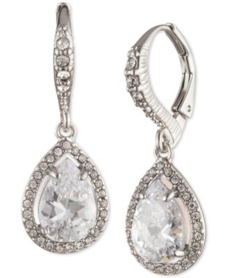 Givenchy Silver-Tone Pavé & Cubic Zirconia Pear-Shape Drop Earrings ...