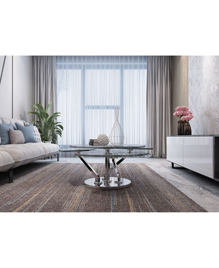 Chintaly Contemporary Cocktail Table with Motion Shelves - Macy's