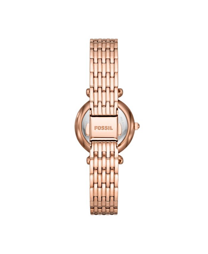 Fossil Carlie Mini Three-Hand Rose Gold-Tone Stainless Steel Watch 28mm ...