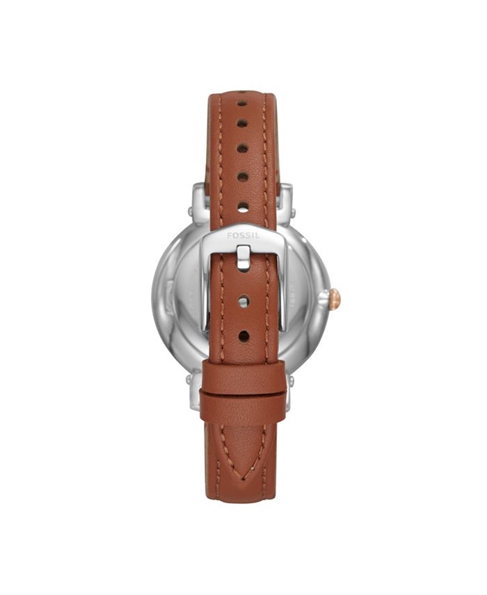 Fossil Women's Daisy Brown Leather Strap Watch 34mm - Macy's