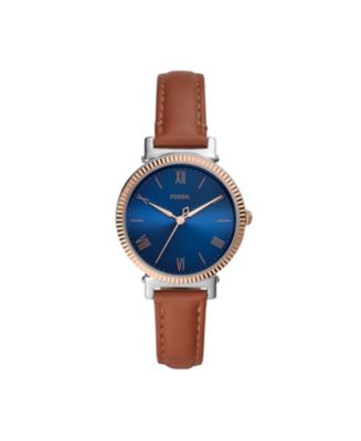 Fossil Women's Daisy Brown Leather Strap Watch 34mm - Macy's