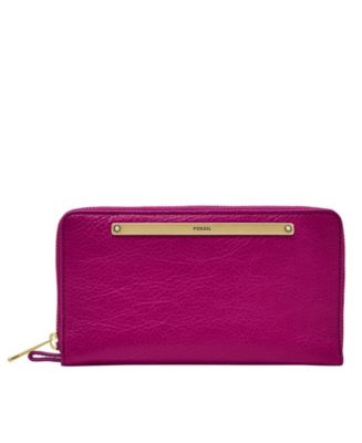 Fossil Women's Liza Leather Zip Around Wallet Wristlet - Macy's