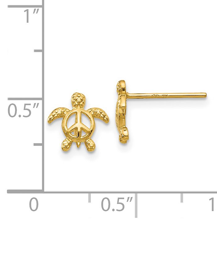 Macy's Peace Sign Sea Turtle Stud Earrings in 14k Gold & Reviews ...