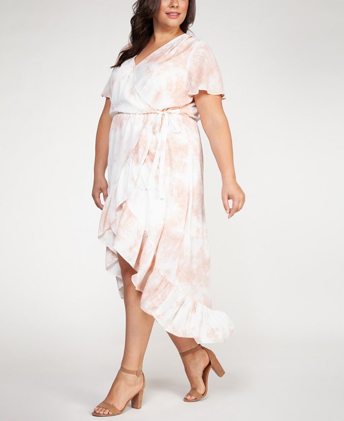 Black Tape Plus Size Floral Print Ruffle Wrap Dress - Macy's