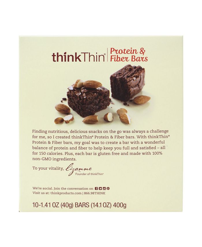 think! (thinkThin) ThinkThin Protein Bars Almond Brownie, 1.41 oz, 10 ...