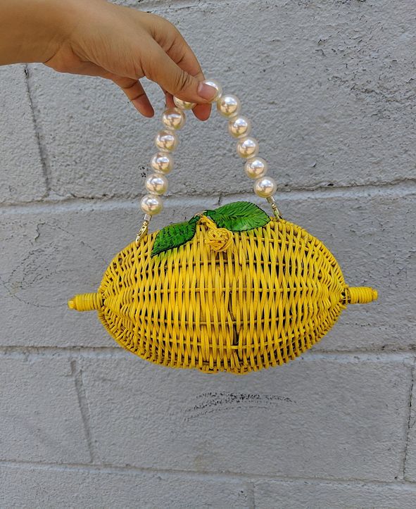Milanblocks Lemon Straw Clutch with Pearl Clasp & Reviews - Handbags ...