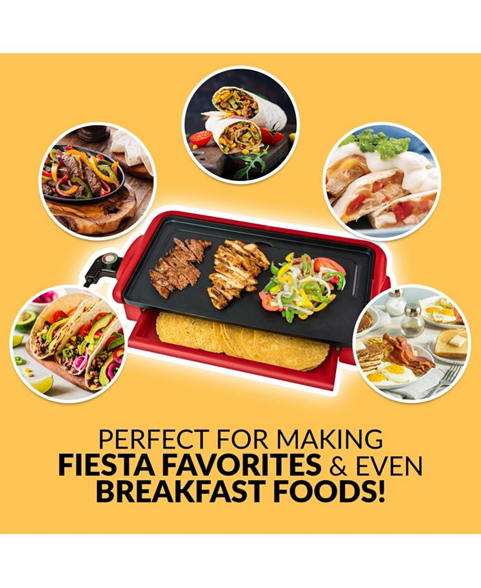 Nostalgia Taco Tuesday TTFGR20RD Nonstick Fiesta Griddle With Warmer ...