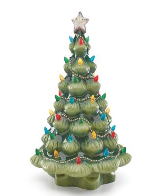 Lenox Treasured Traditions Green Porcelain Lit Tree - Macy's