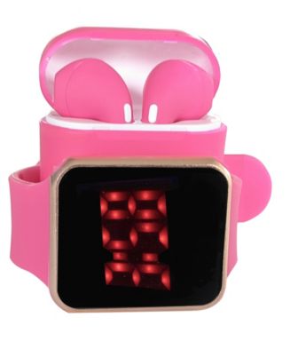 ZTECH Unisex LED Touch Watch and Wireless Headphones with Portable ...
