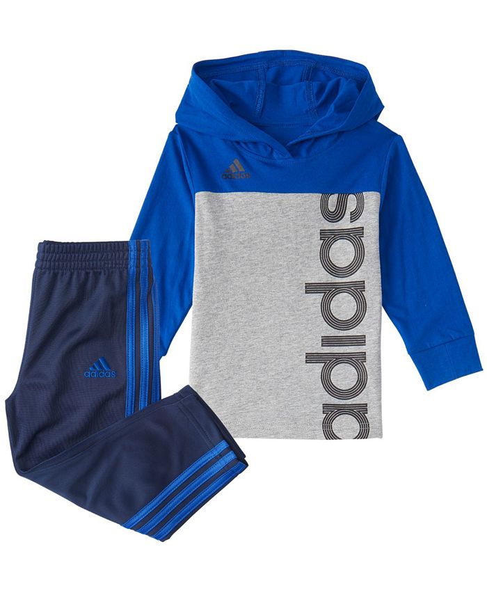 adidas Baby Boys Long Sleeve Colorblock Hooded Tee Set - Macy's