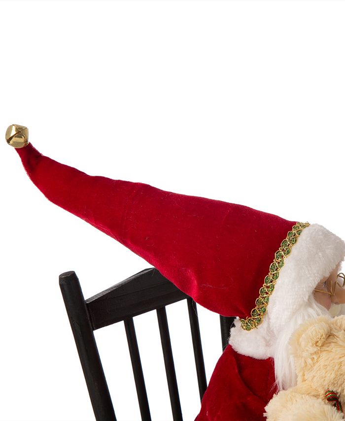 Glitzhome Christmas Sitting Santa Figurine with Wooden Rocking Chair ...