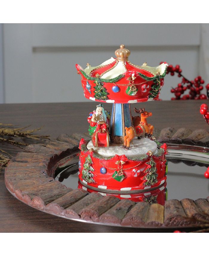 Northlight Animated Musical Santa and Reindeer Carousel Christmas Table ...