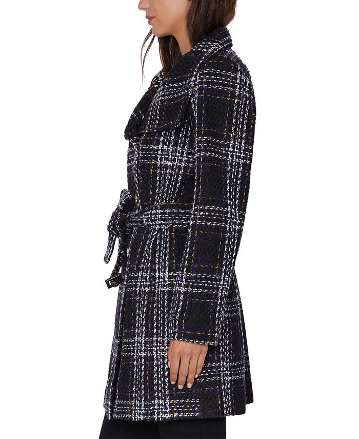 Laundry by Shelli Segal Plaid Belted Wrap Coat - Macy's