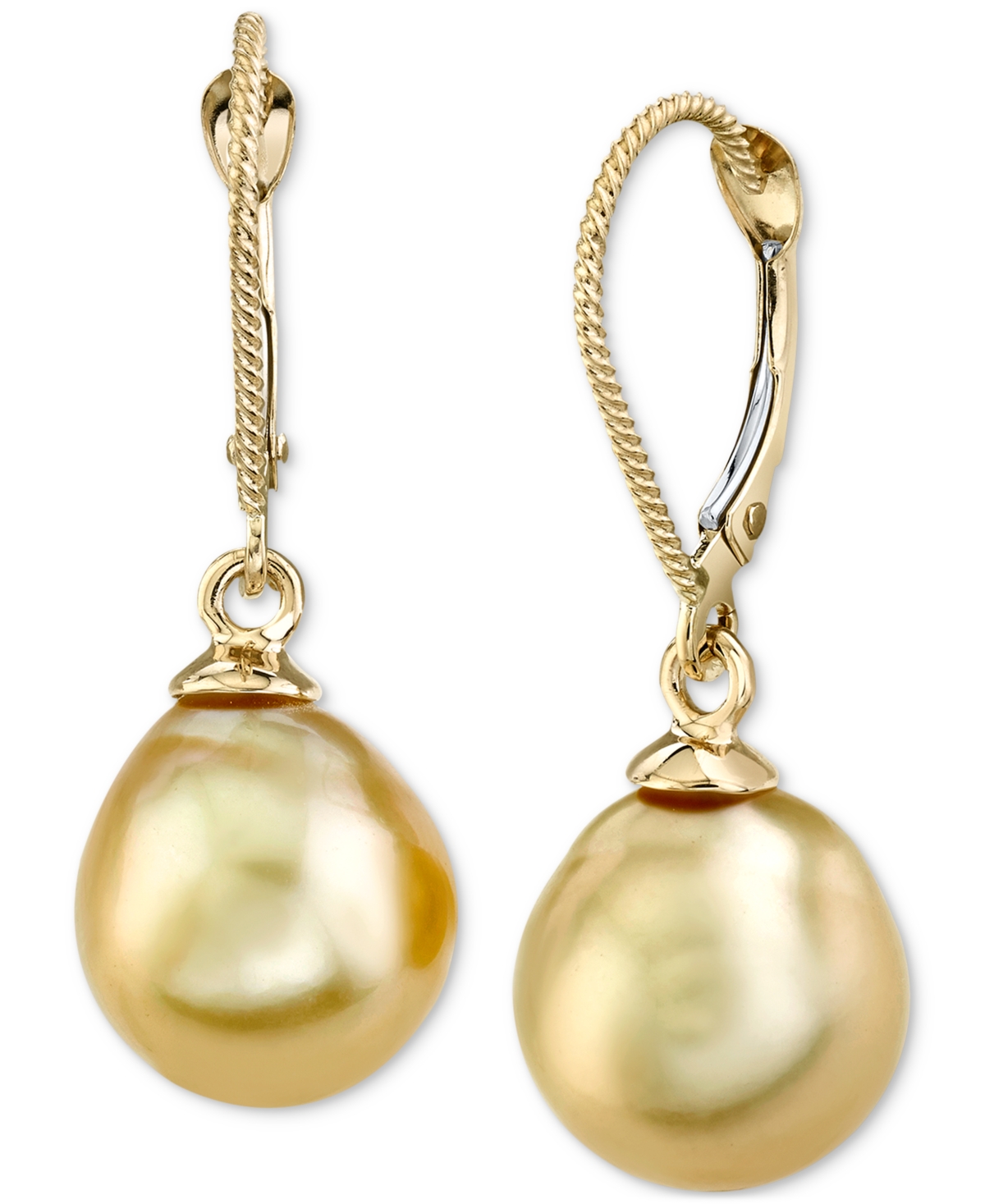 Click here for Cultured Golden South Sea Pearl (10mm) Drop Earrin... prices